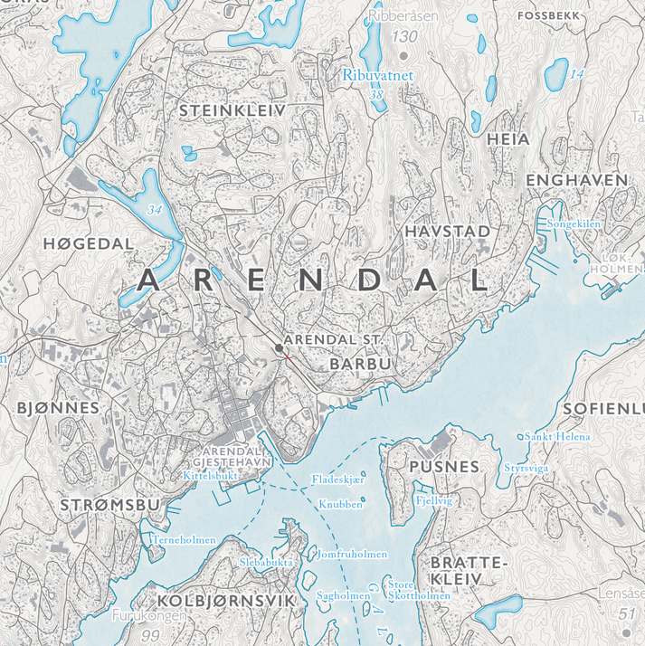 Skjærgårdskart Arendal – Veggkart | Dapa Maps