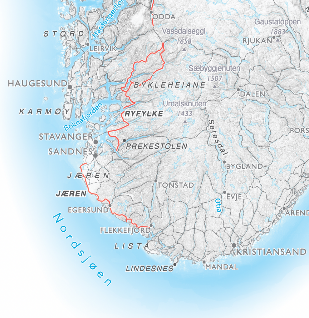 Norgeskart med nasjonale turistveger – Dapa Maps