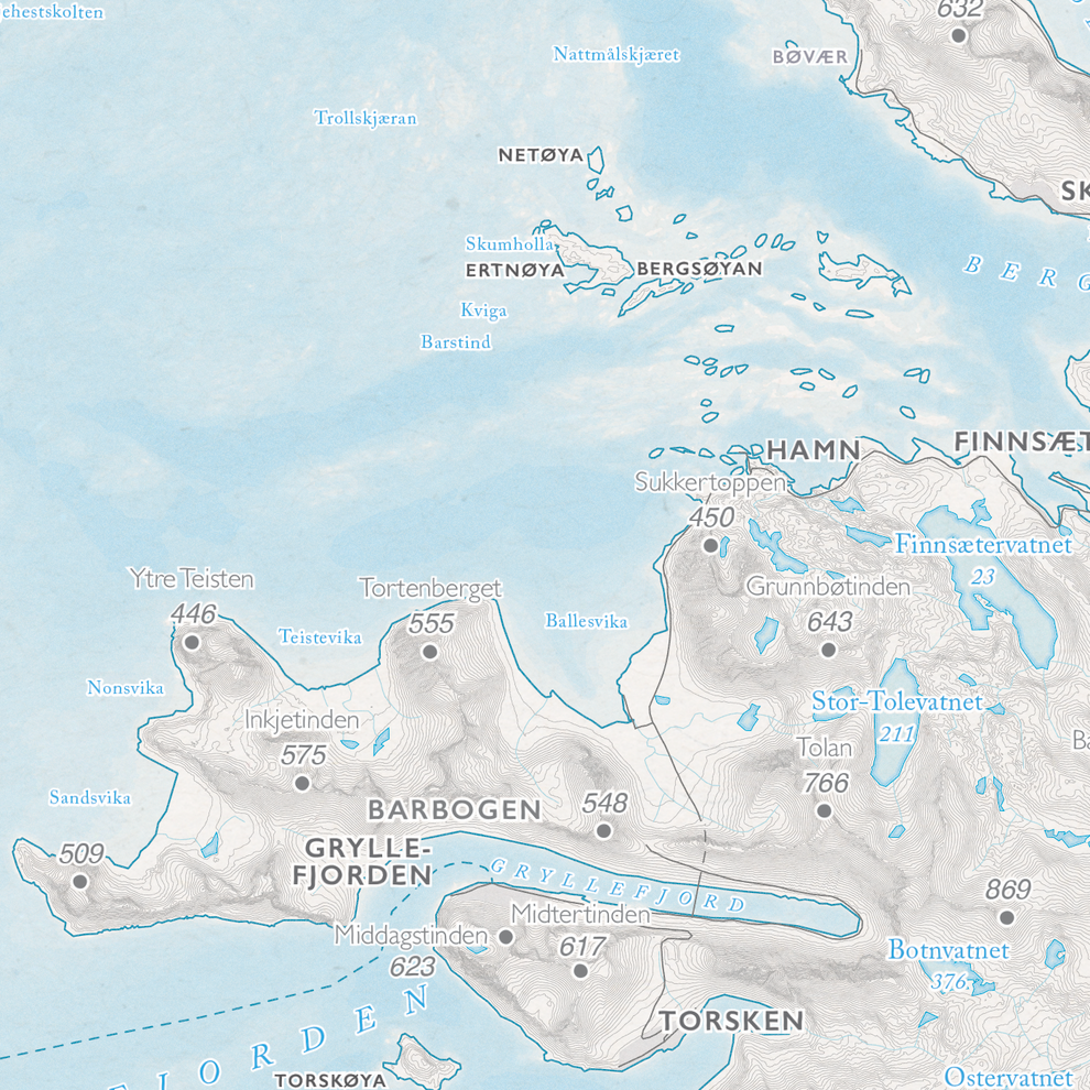 Kystkart Senja – Veggkart | Dapa Maps