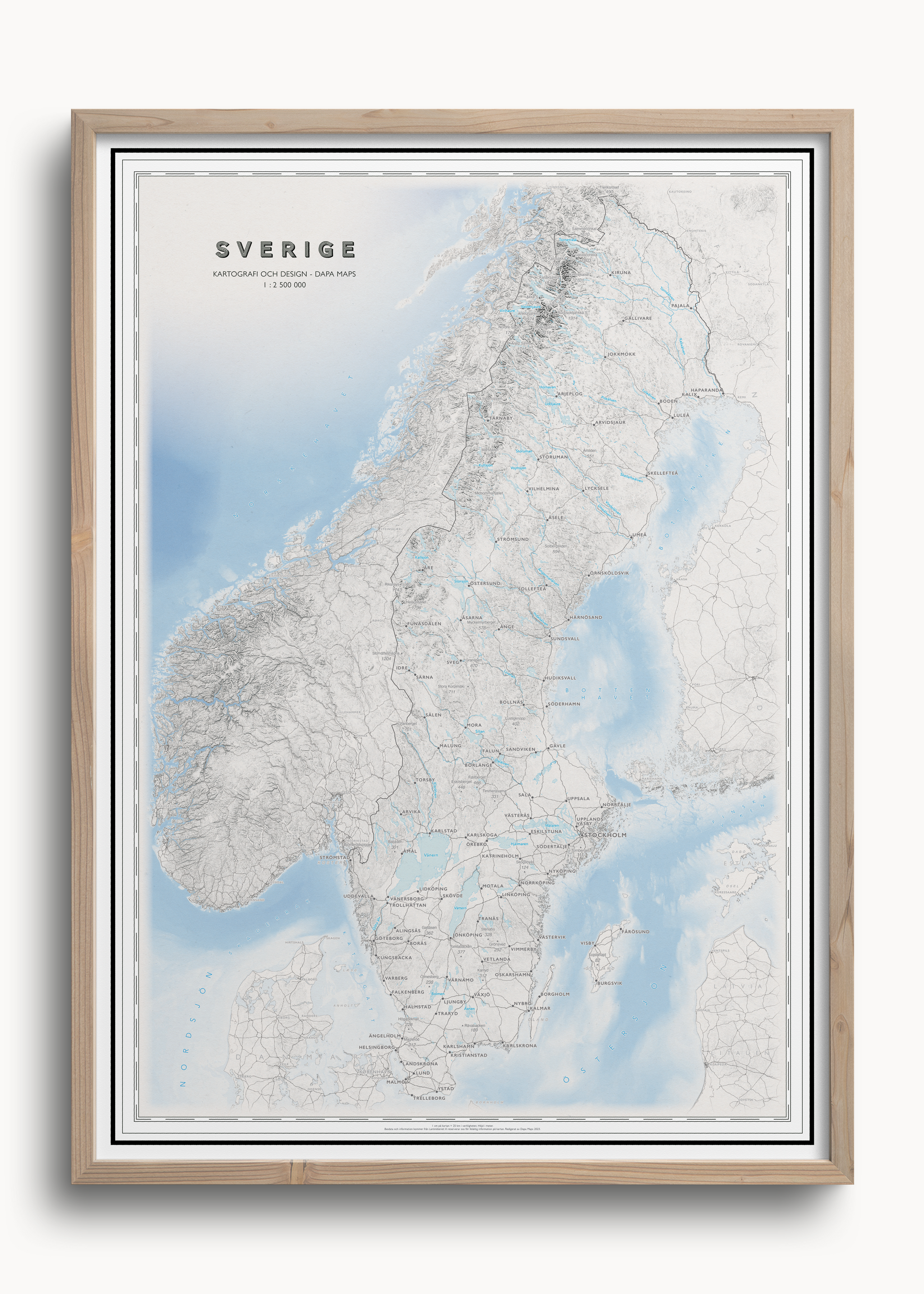 Kart over Sverige – Veggkart i premium kvalitet | Dapa Maps