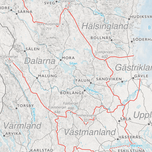 Sverigekart med landskap | Dapa Maps
