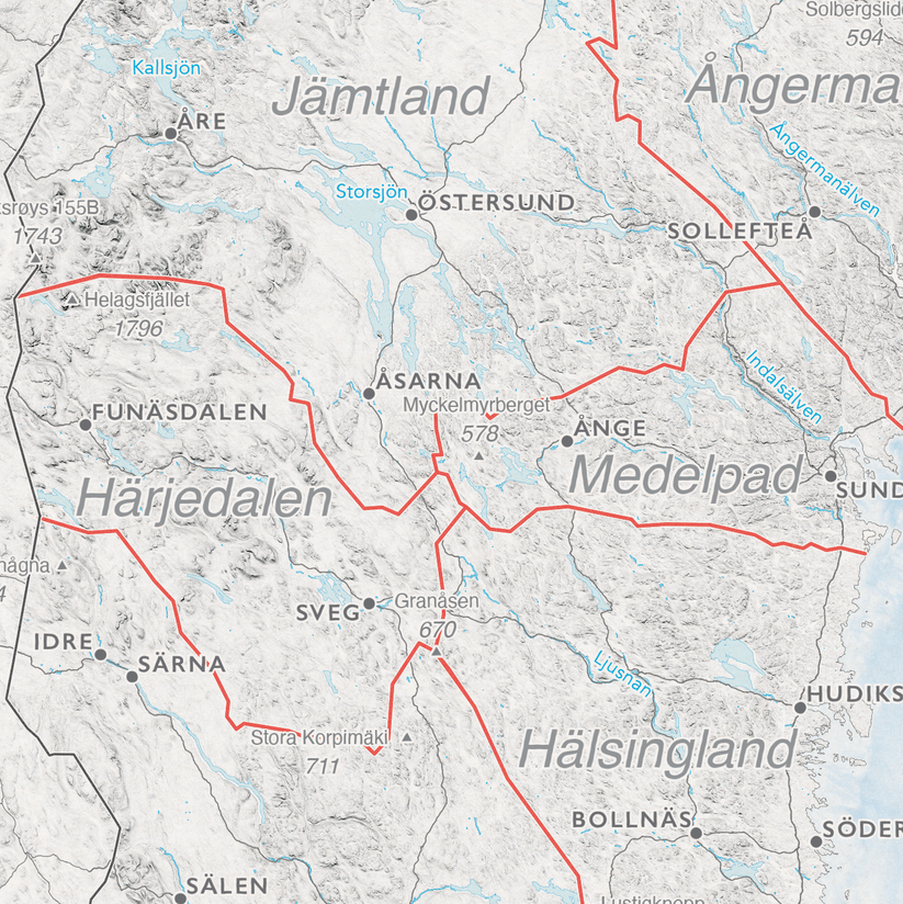 Sverigekart med landskap | Dapa Maps