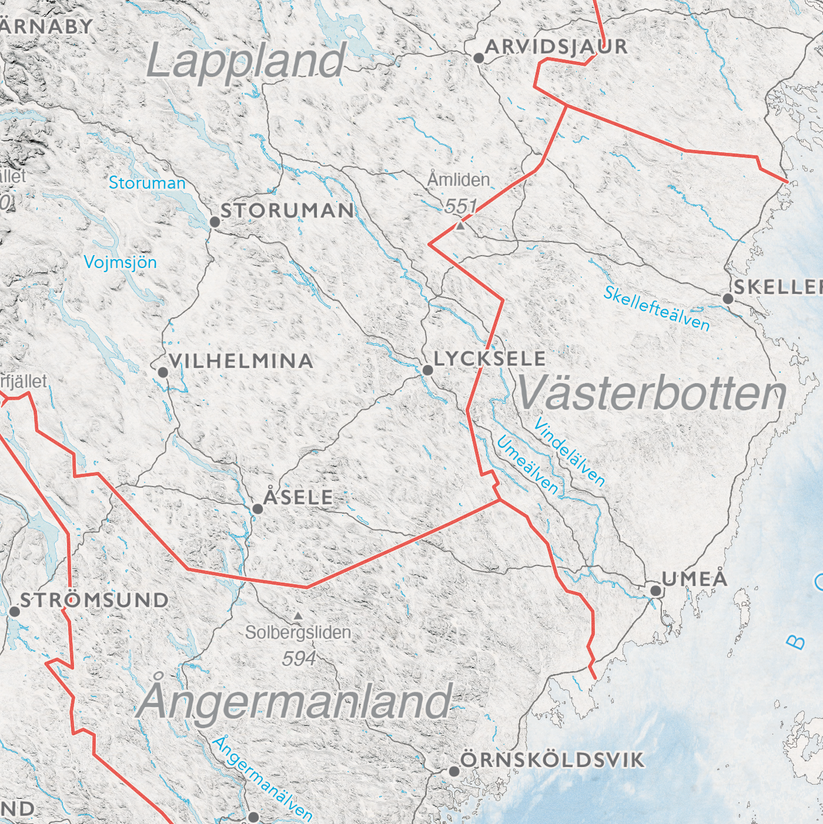 Sverigekart med landskap | Dapa Maps