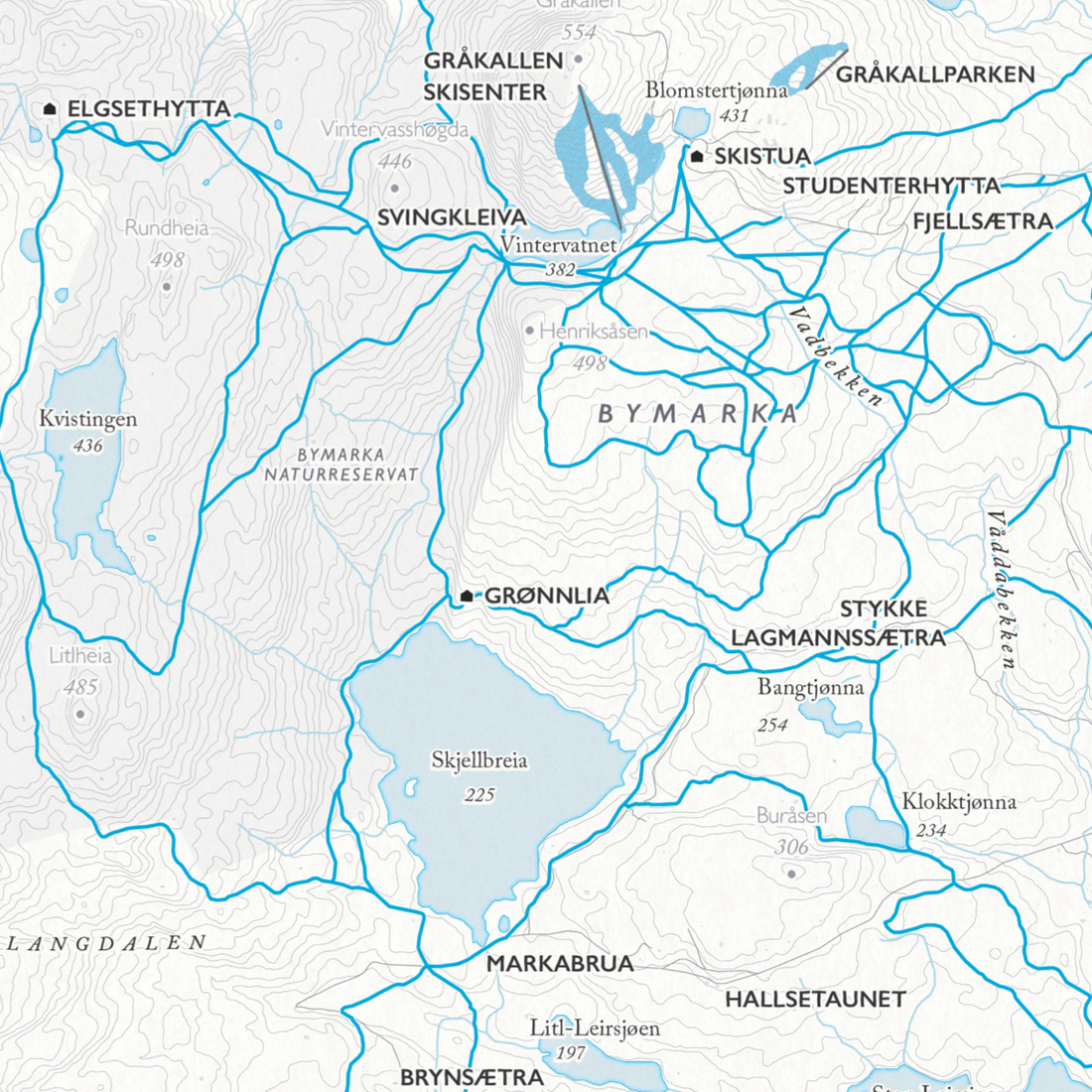 Skikart Trondheim Bymarka – Veggkart | Dapa Maps
