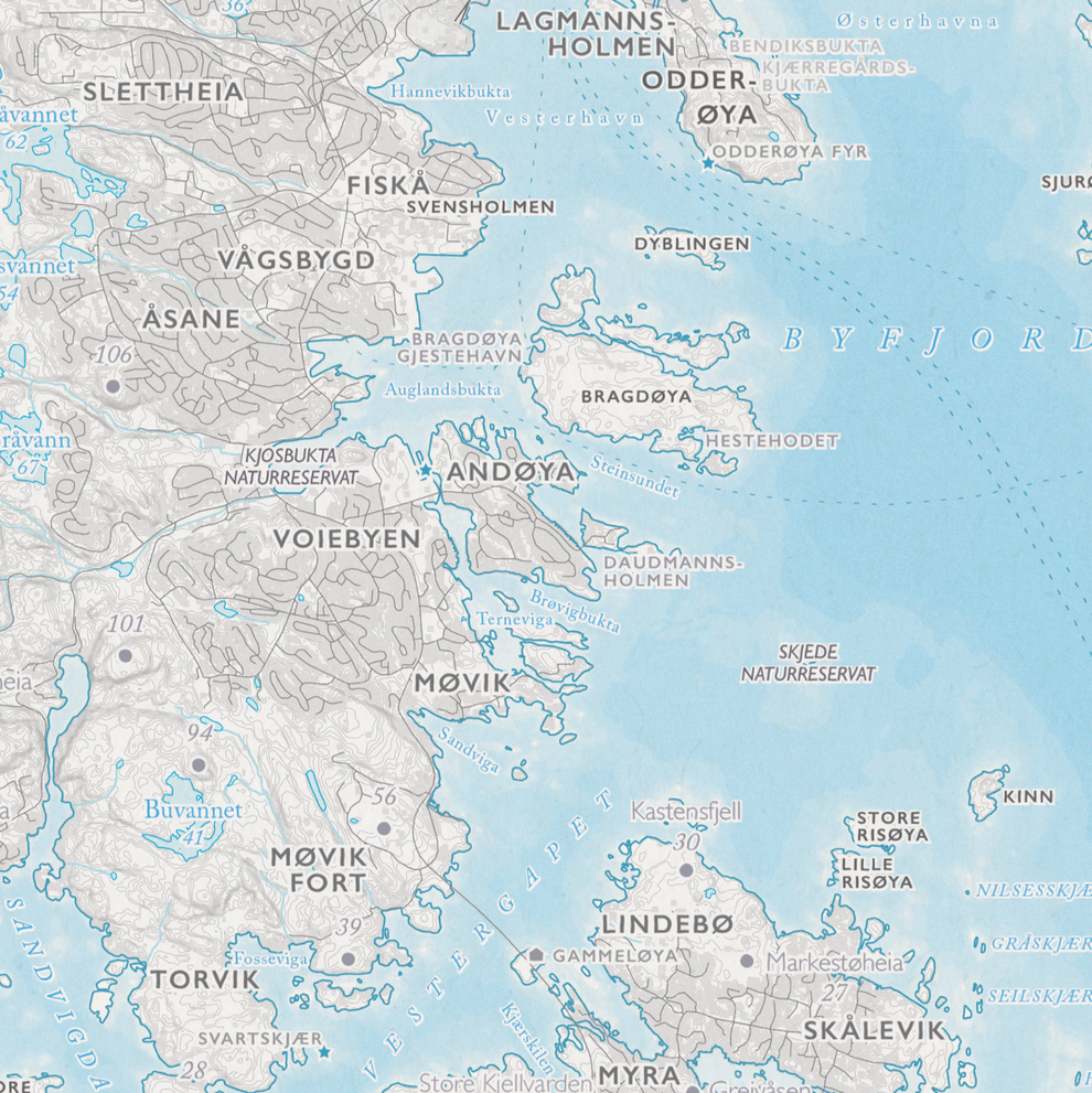 Skjærgårdskart Kristiansand – Veggkart | Dapa Maps