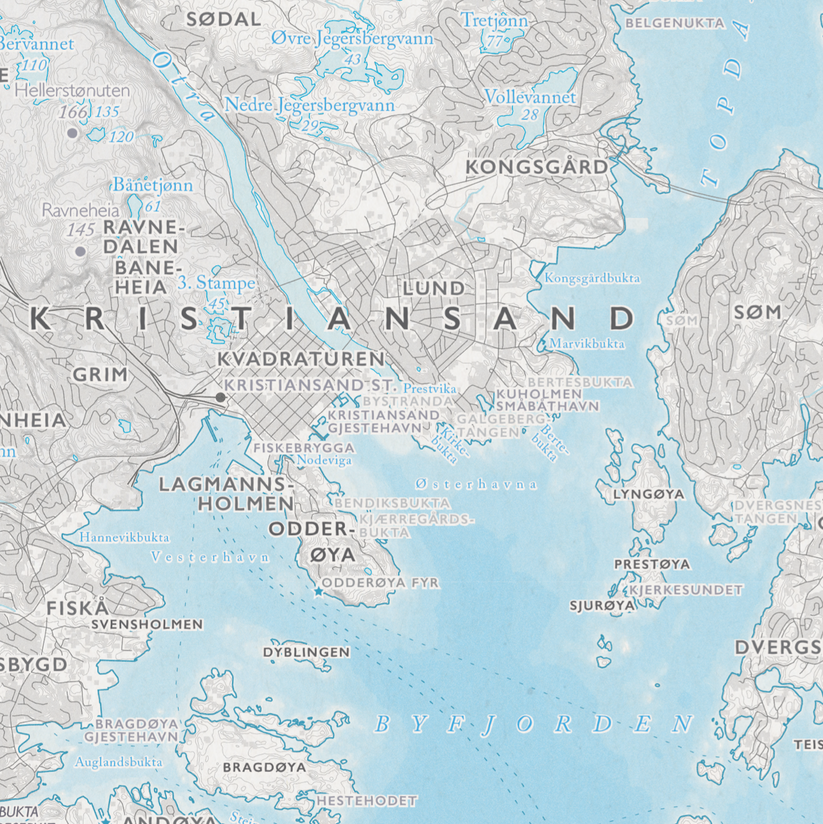 Skjærgårdskart Kristiansand – Veggkart | Dapa Maps