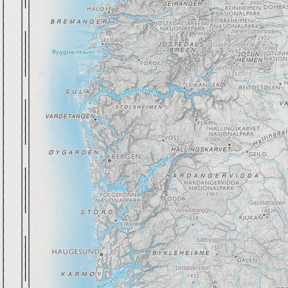 Norgeskart med nasjonalparker – Dapa Maps