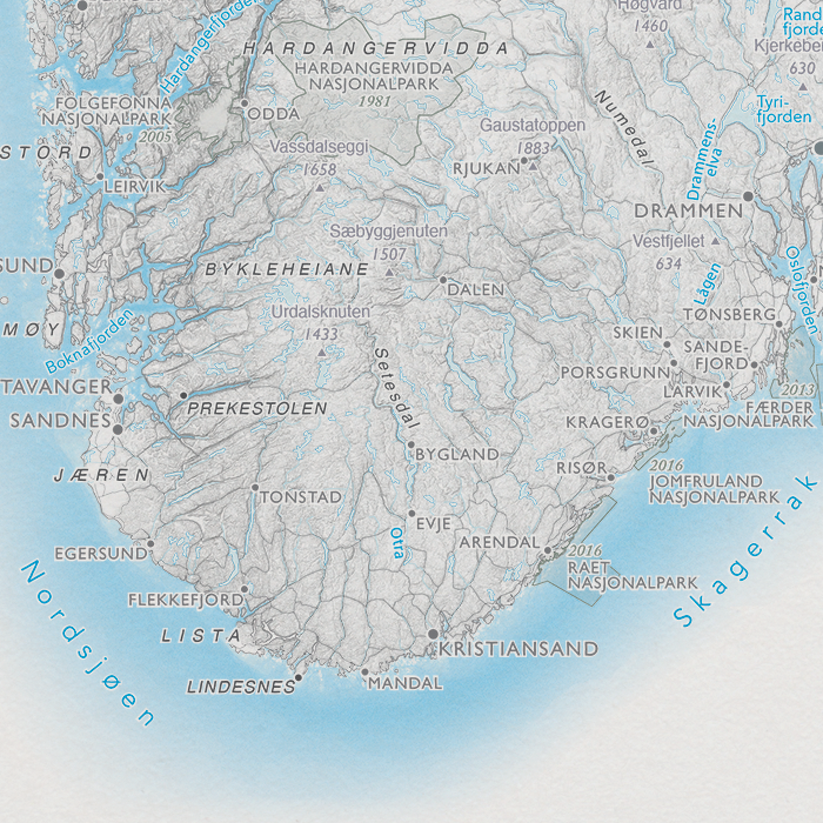 Norgeskart med nasjonalparker – Dapa Maps