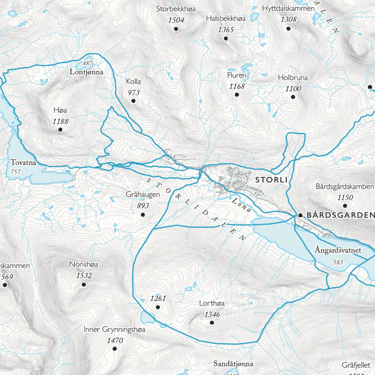 Skikart Oppdal – Veggkart | Dapa Maps